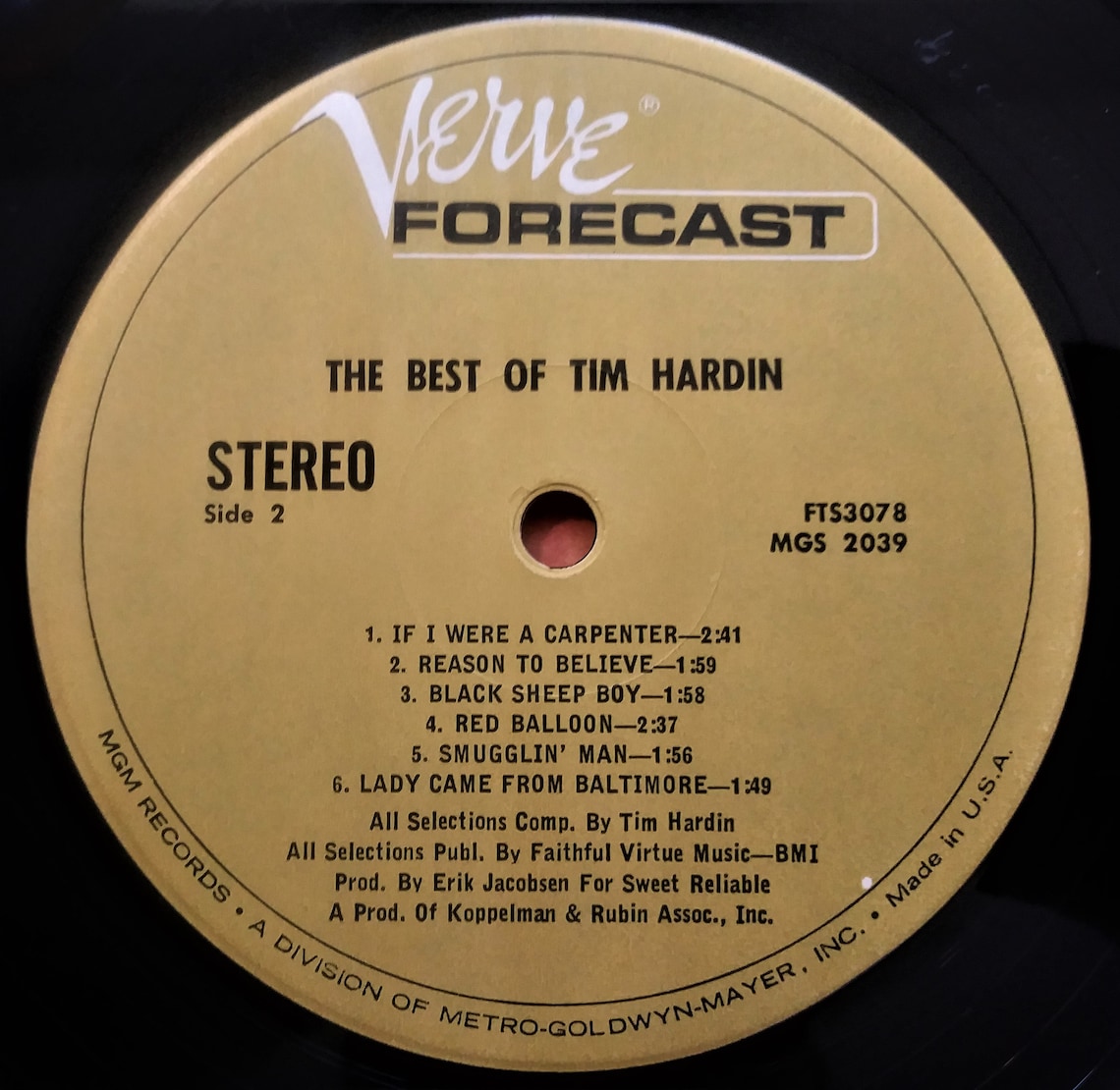 Tim Hardin the Best Of US Vinyl Record Album. - Etsy