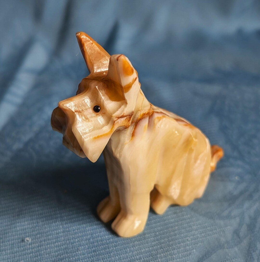 Scotty Dog Alabaster Carved Figurine. 1990's. Beautiful Striated Stone ...