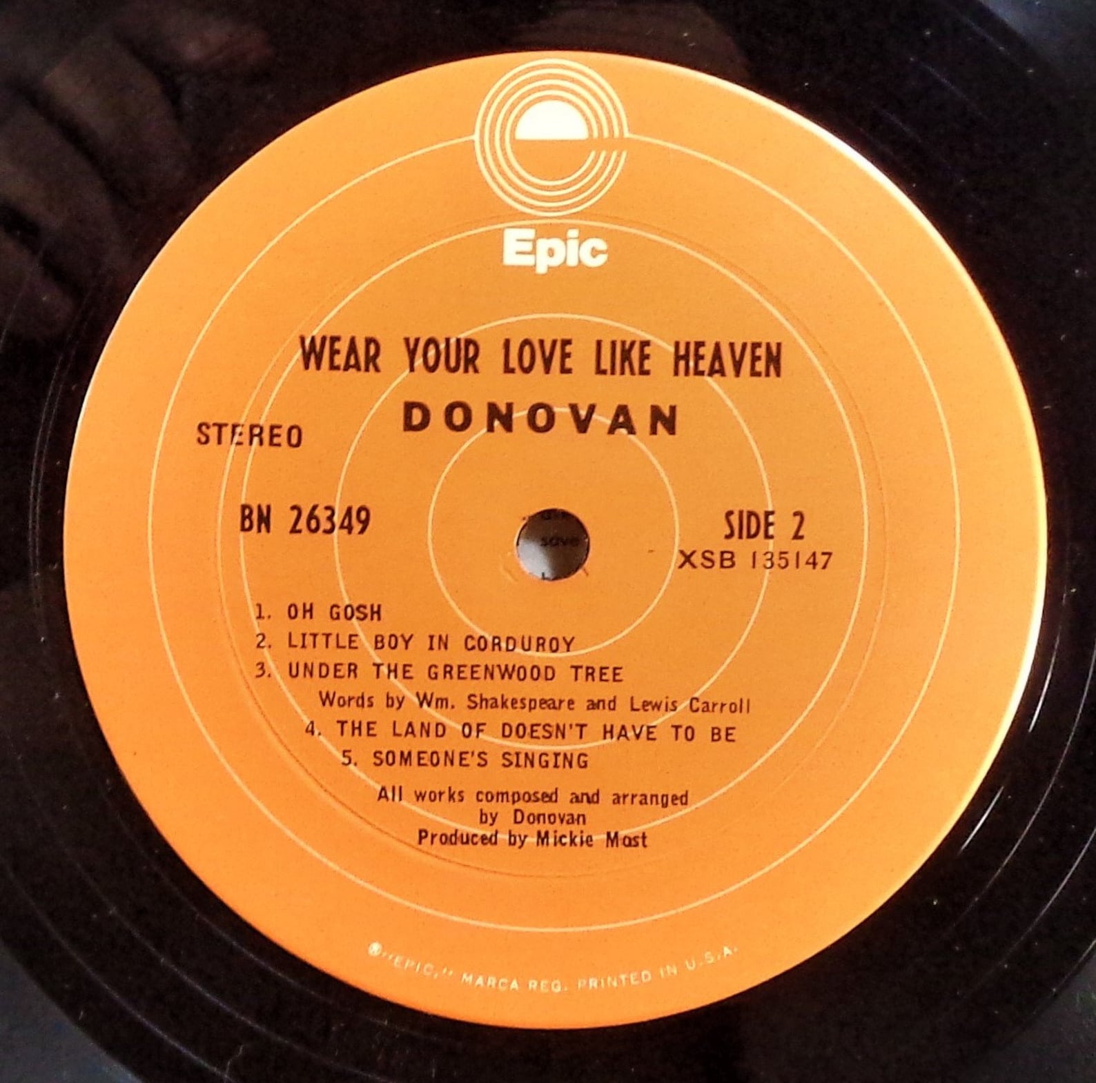 Donovan wear Your Love Like Heaven US Vinyl Album. - Etsy