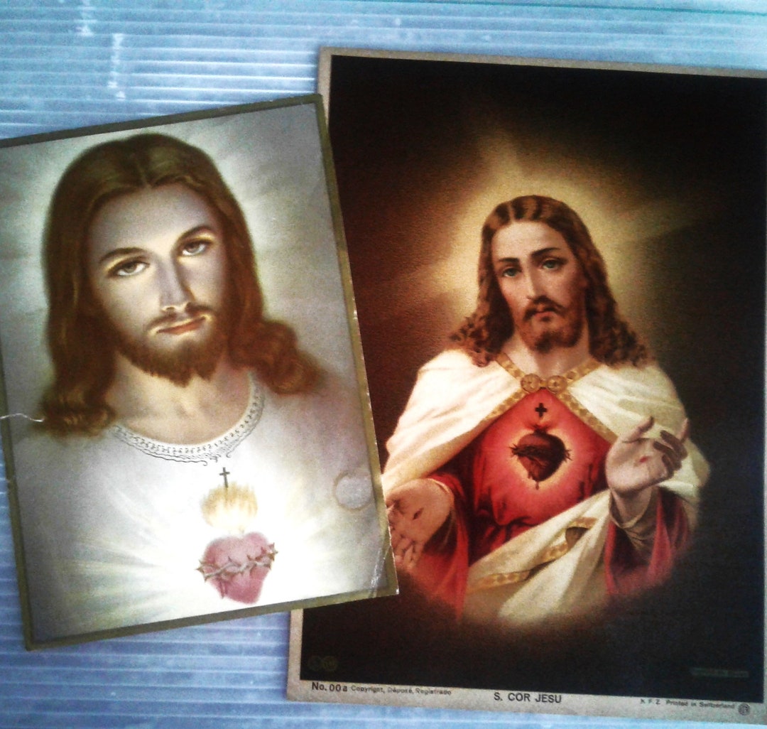 Two Lithographic Vintage Jesus Christ Prints. 1940's. - Etsy