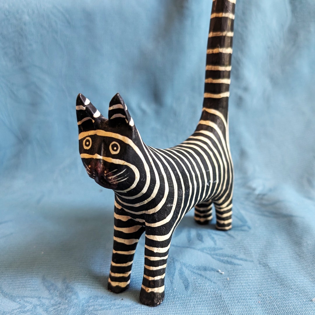 Mexican Folk Art CAT. Hand Carved & Painted. 1960's. - Etsy