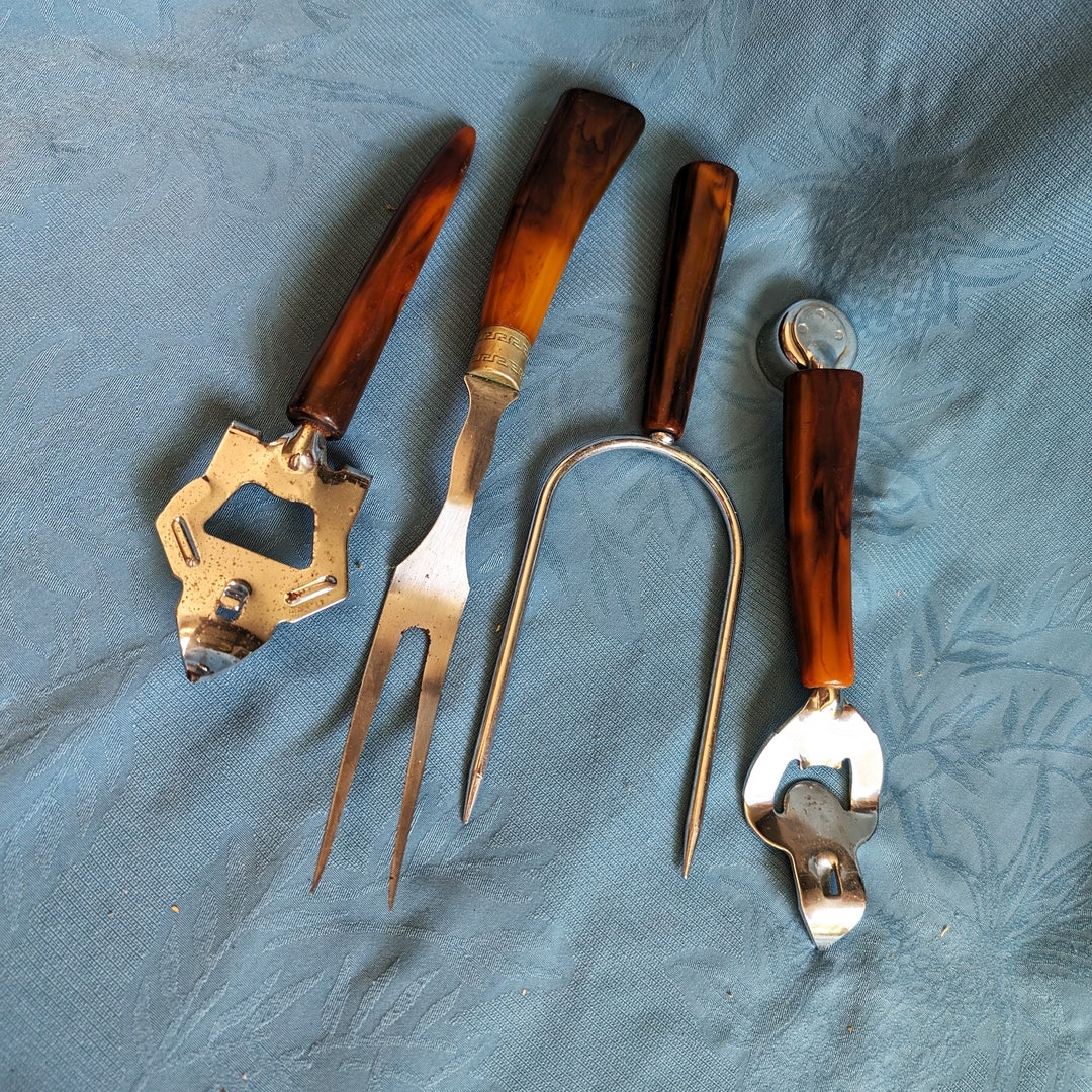 Bakelite Handle Meat Prong, Meat Fork, Two Can/bottle Openers. 1950's ...