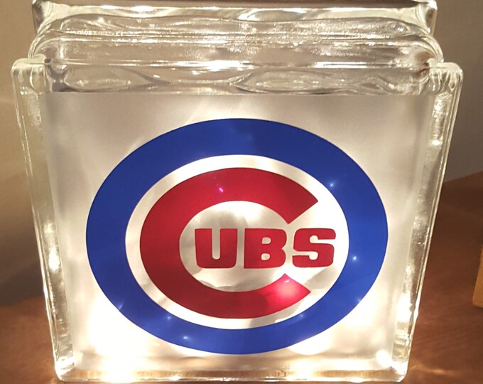 Glass Block Light - Chicago Cubs, Glass Block, Bar Lights, Glass Block ...