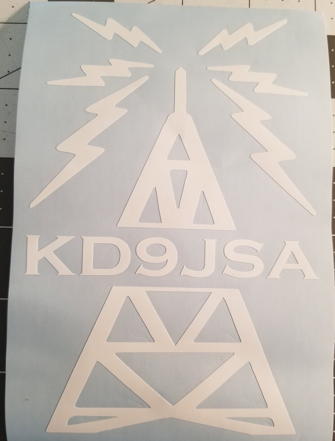 Call Sign Radio Tower Vinyl Decal - Amatuer, Ham Radio, Window, Vehicle ...