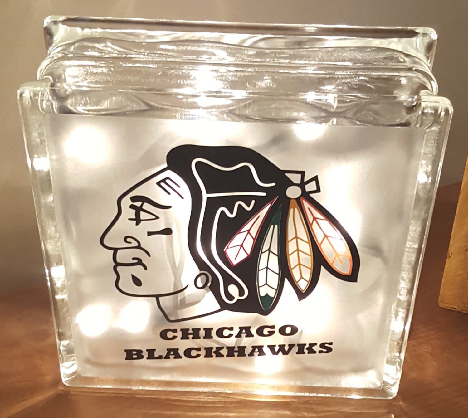 Glass Block Light Chicago Blackhawks Glass Block Bar | Etsy