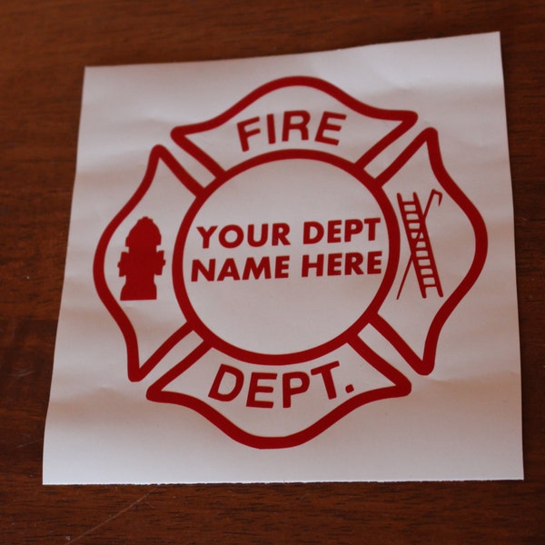 Fire Dept Decal - Etsy