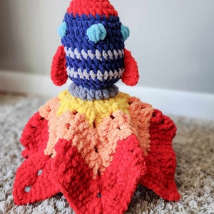 Crochet Rocket Ship Lovey Pattern: No Sew Baby Snuggler (PDF Download ...