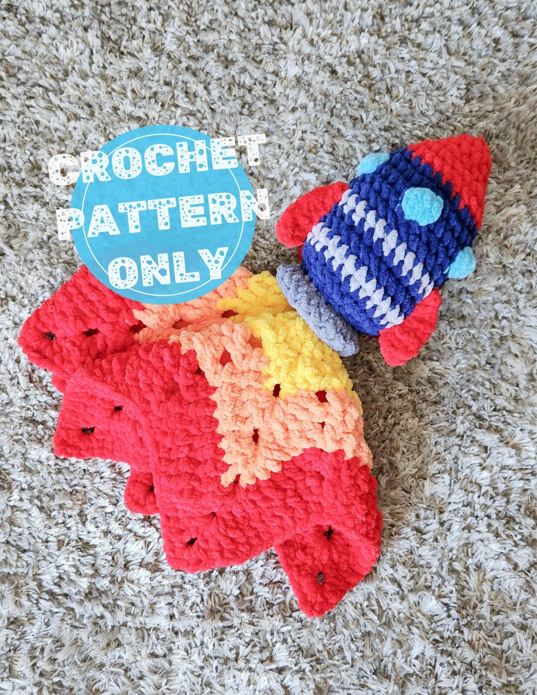 Crochet Rocket Ship Lovey Pattern: No Sew Baby Snuggler (PDF Download ...