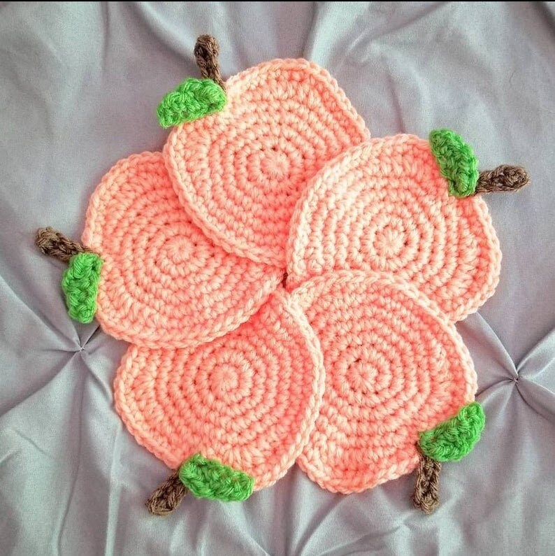 CROCHET PATTERN Sweet Peach Coaster PDF Download Only | Etsy
