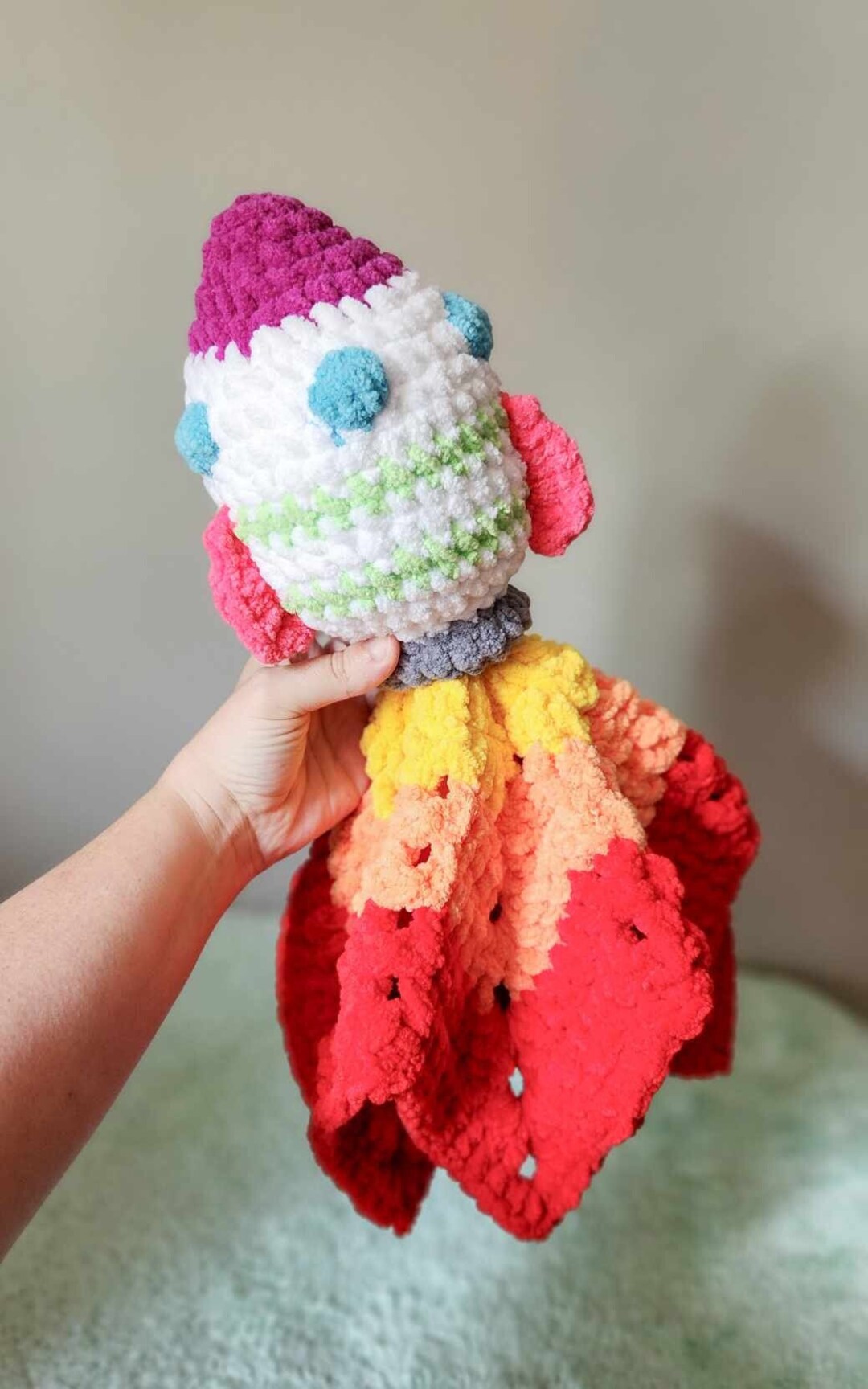 Rocket Ship Lovey, Crochet Rocket Ship, Baby Blanket, Plush Baby ...