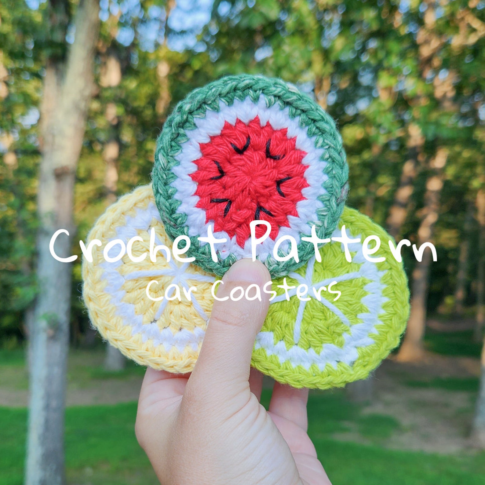 Crochet Car Coasters Pattern: Citrus & Watermelon Slice (PDF Download ...