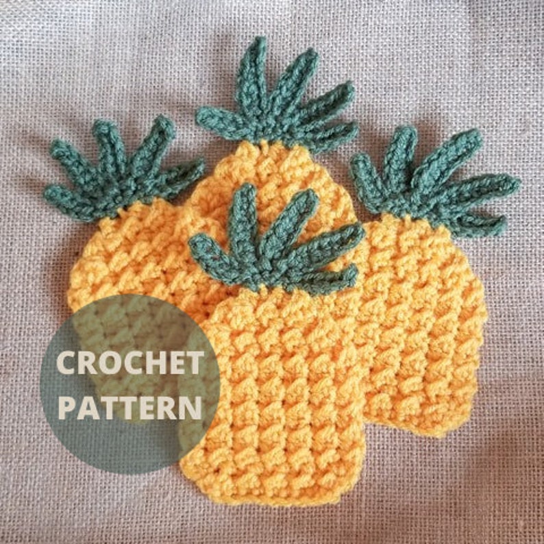 CROCHET PATTERN Juicy Pineapple Coaster PDF Download - Etsy
