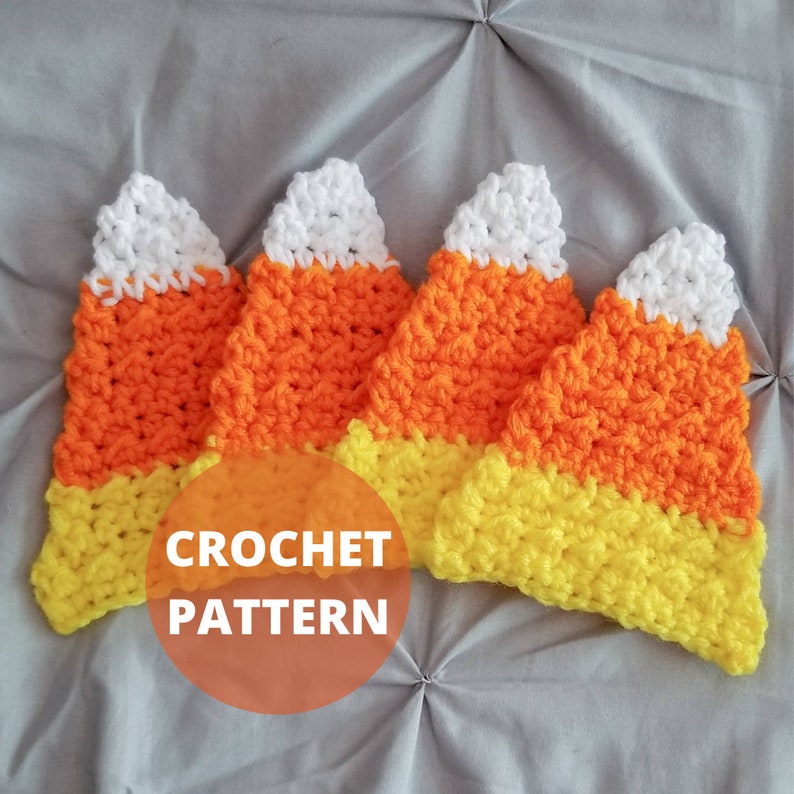 CROCHET PATTERN Candy Corn Coaster PDF Download Only - Etsy