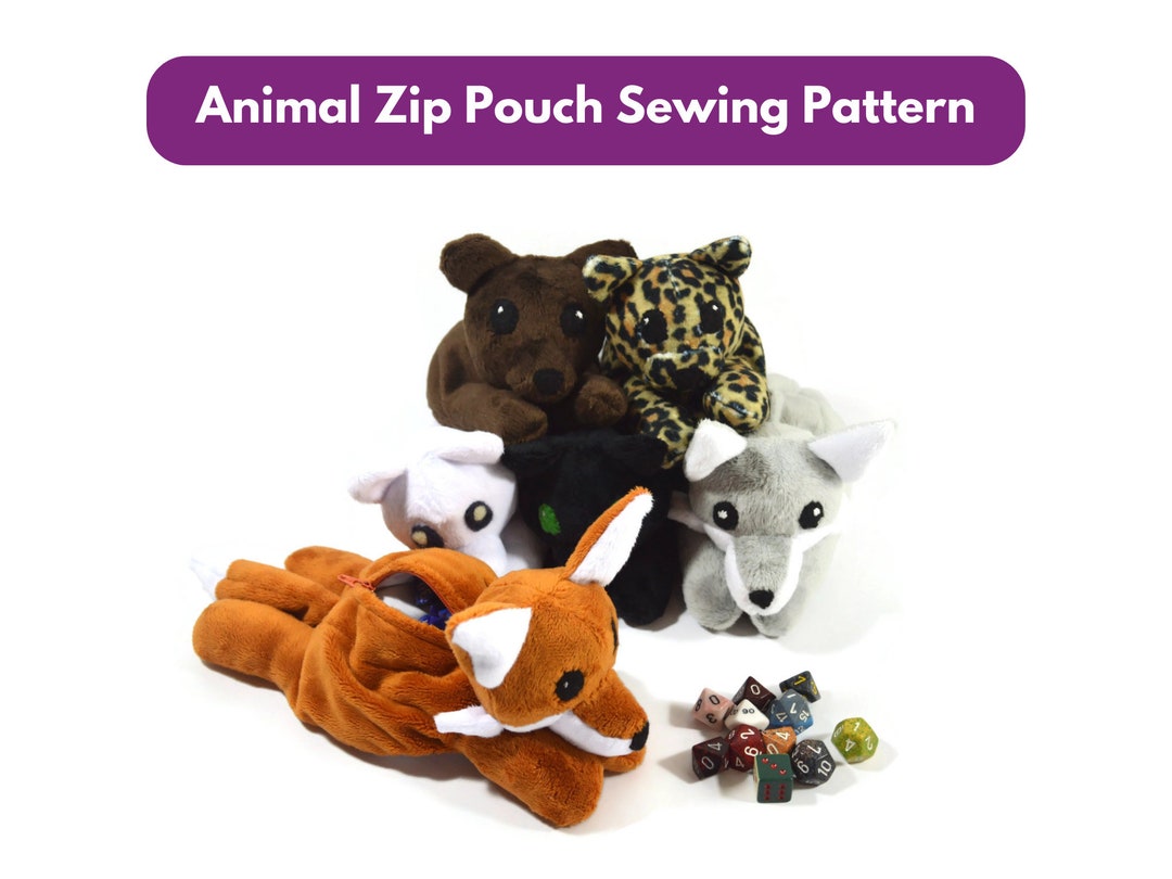 Animal Pouch PDF Sewing Pattern - Wolf, Fox, Bear, Panther, Leopard ...