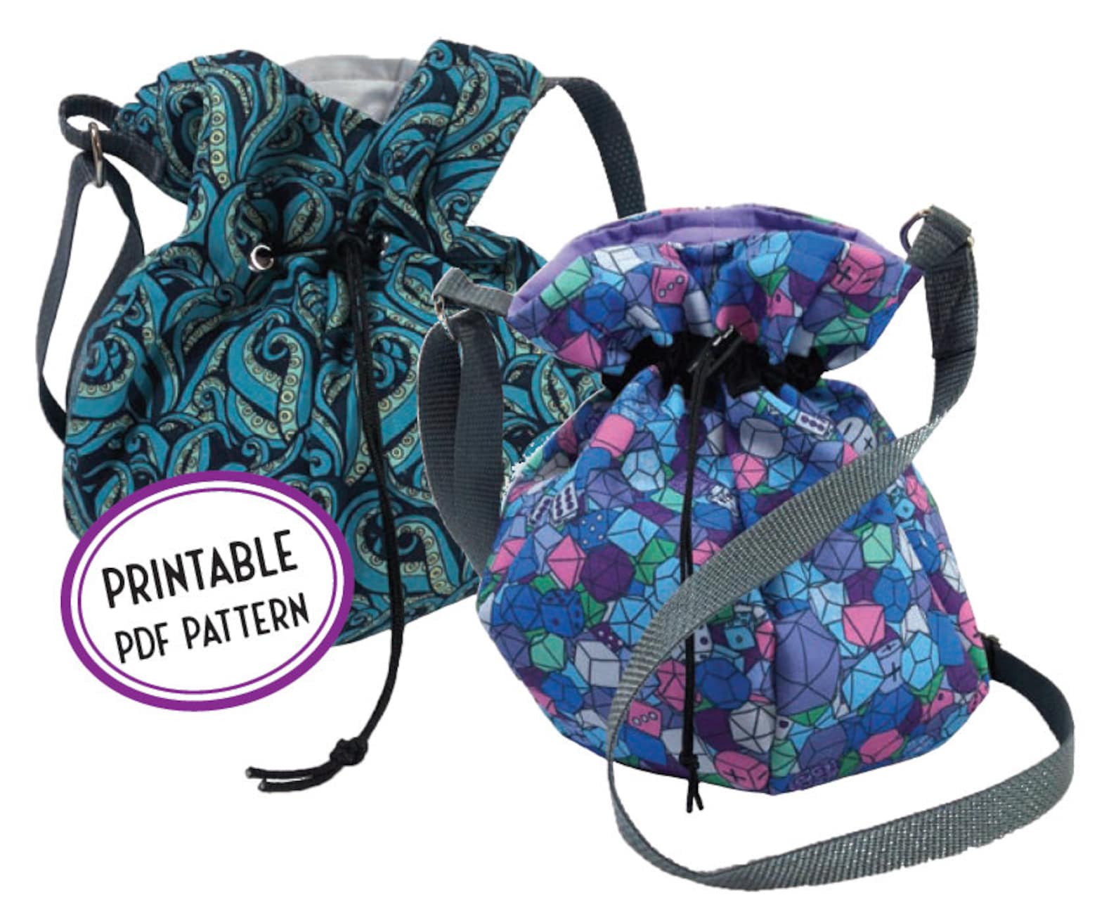 Drawstring Bag PDF Sewing Pattern Crossbody Purse With - Etsy