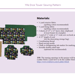 Ylfa Dice Tower and Tray Sewing Pattern - Instant Download PDF - Etsy