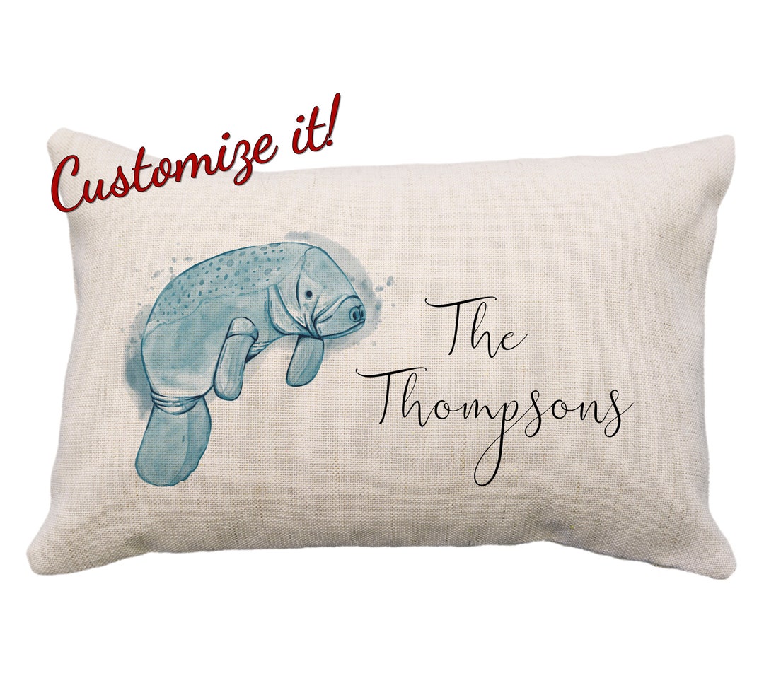 Manatee Custom Pillow or Cover 12x18 Personalized Manatee - Etsy