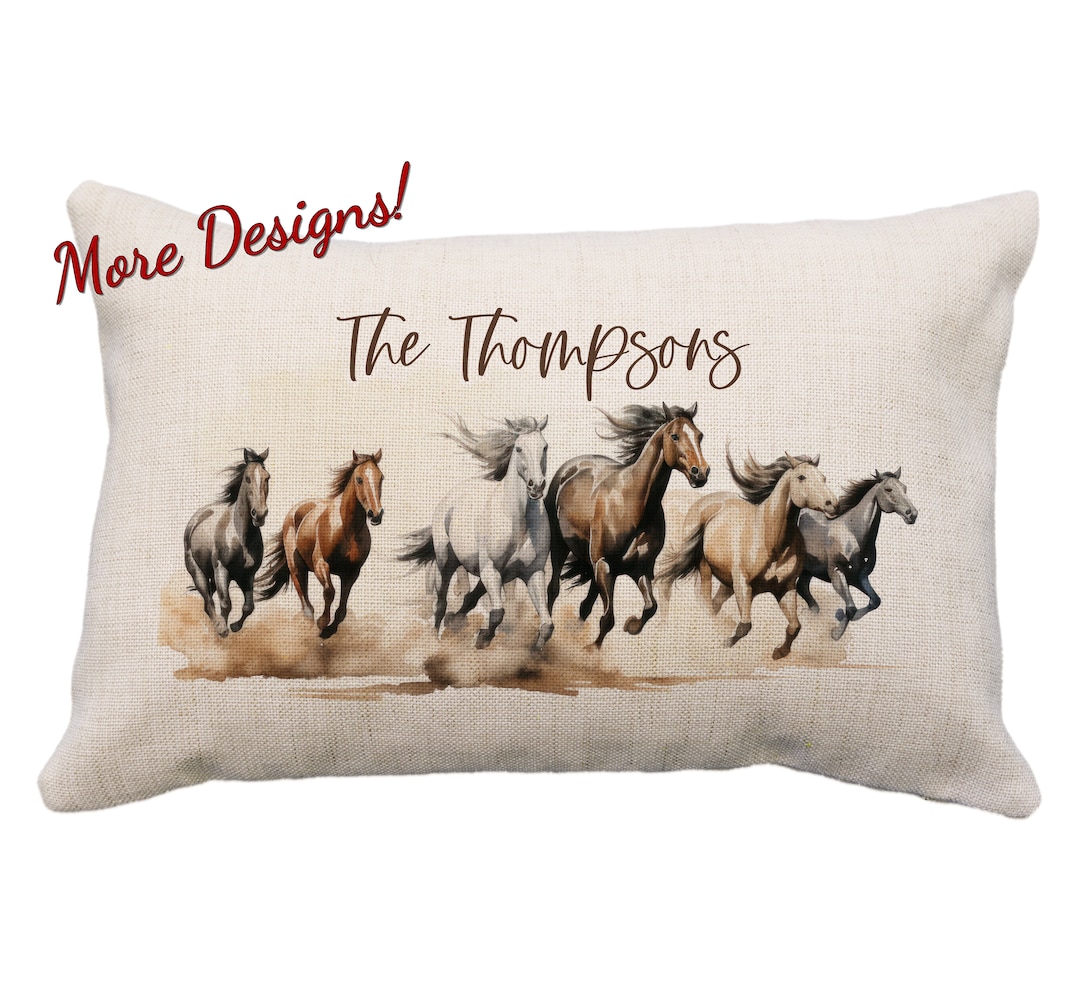 Horse Pillow, Galloping Horses Custom Pillow or Cover, 12 X 18, Horses ...