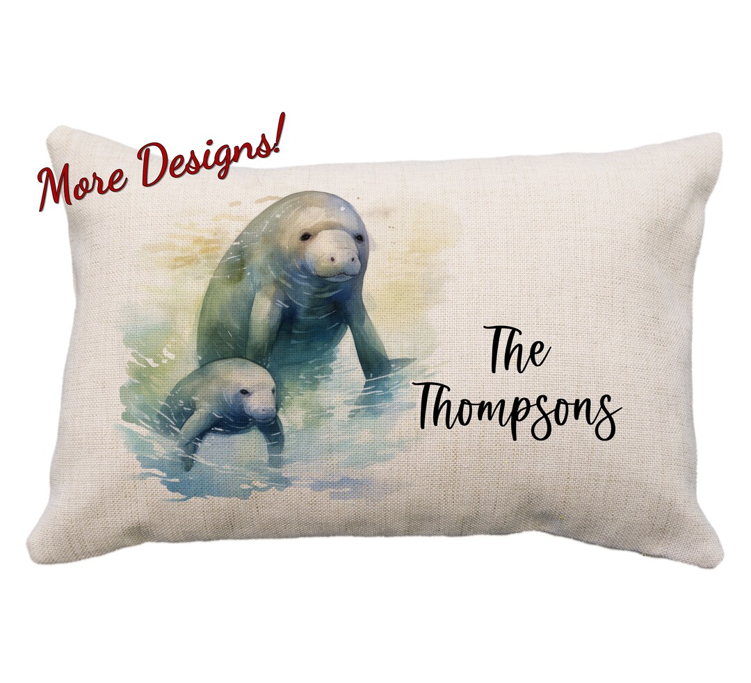 Manatee Pillow, Custom Manatee Pillow or Cover 12x18, Personalized ...