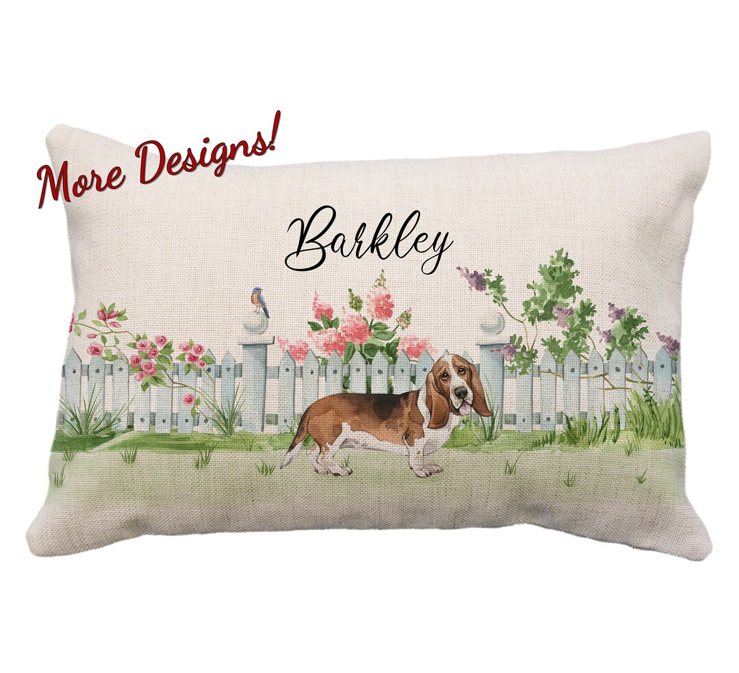 Basset Hound Pillow, Basset Spring Summer Flowers Custom Pillow or ...
