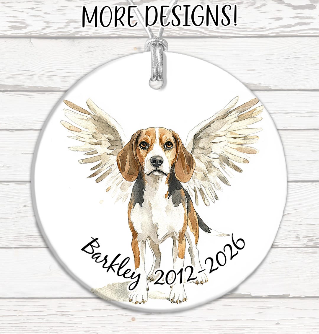 Beagle Ornament, Multiple Designs, Personalized Beagle, Beagle Memorial ...