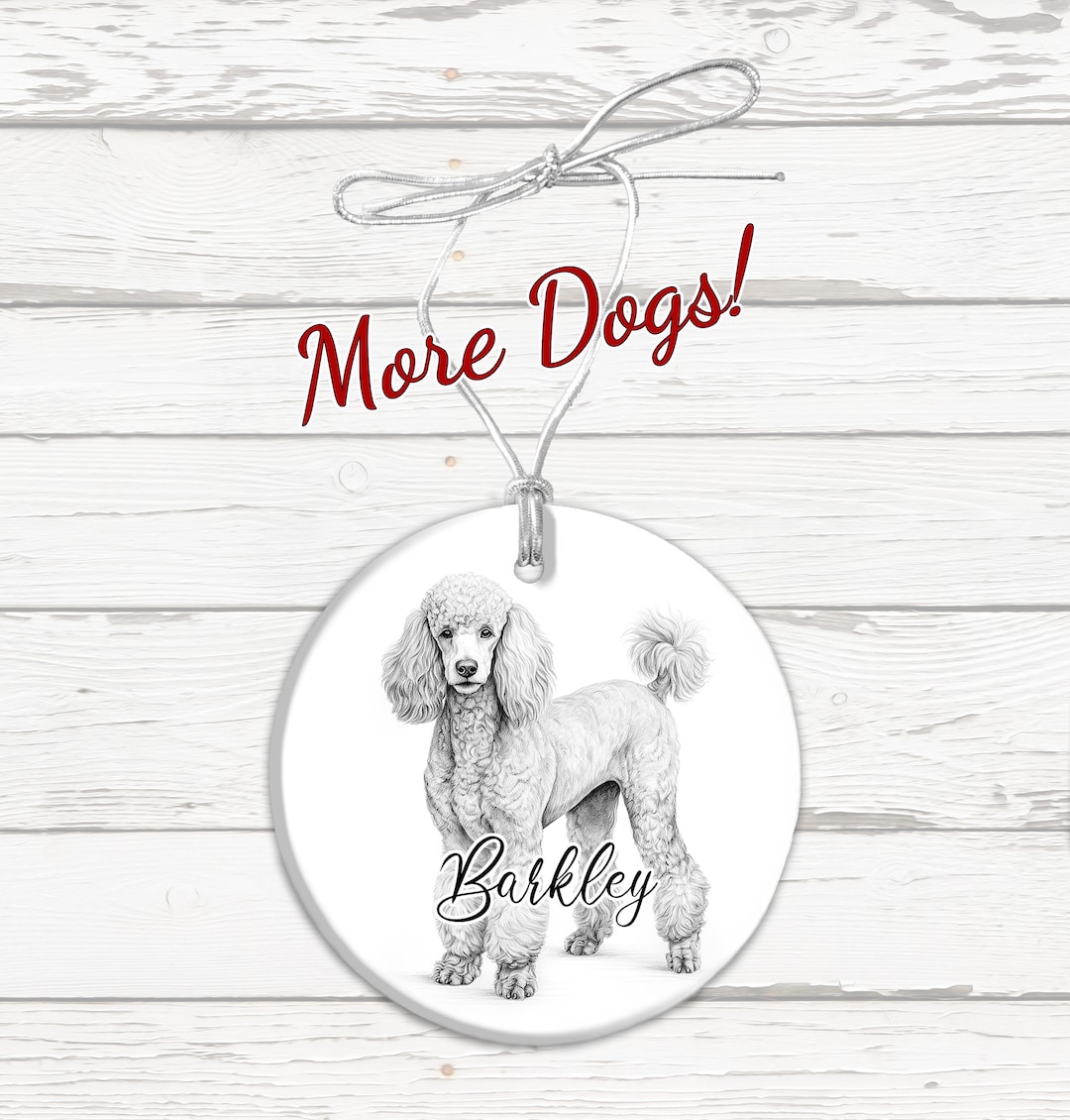 Standard Poodle Custom Ornament, Black Poodle, Grey Poodle, White ...