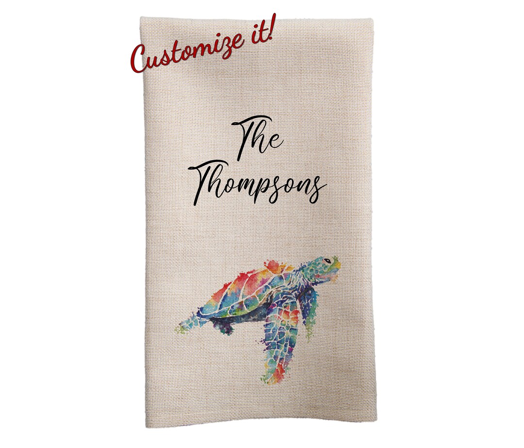 Turtle Tea Towel, Custom Turtle Towel, Custom Sea Turtle, Sea Turtle ...