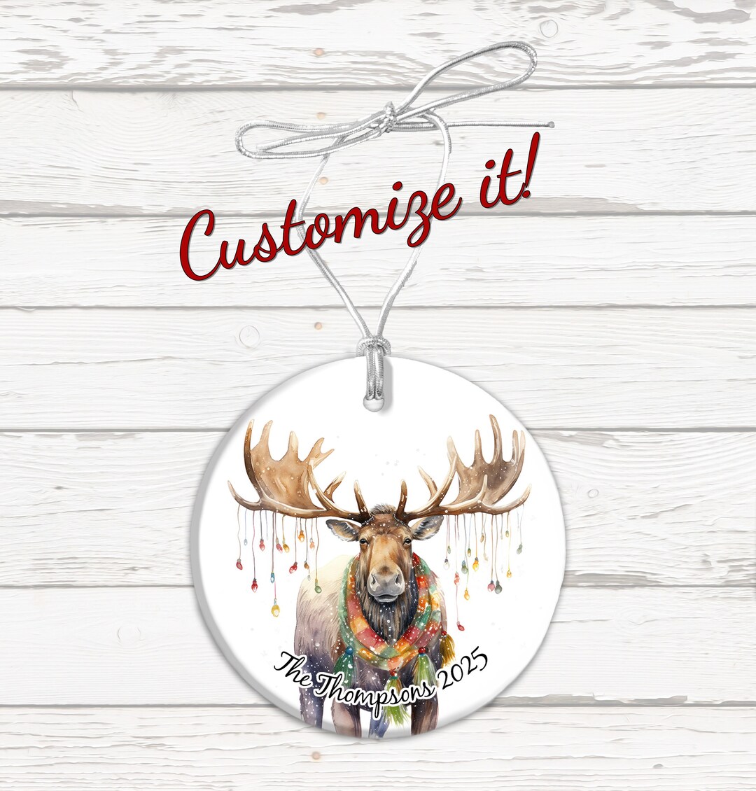 Moose Ornament, Christmas Moose Ornament, Holiday Moose Ornament ...