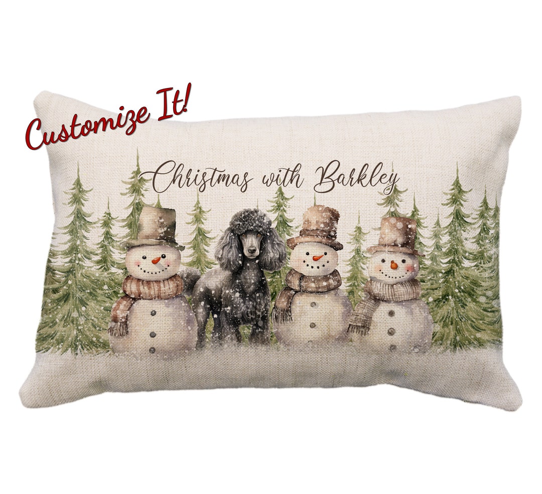 Poodle Snowman Pillow, 12x18* Pillow, Custom Poodle, Poodle Gifts ...