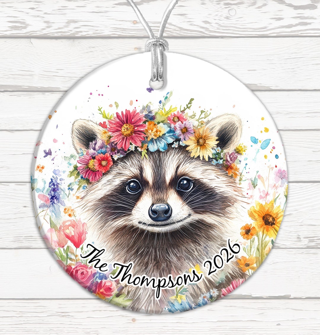 Raccoon Christmas Ornament, Custom Raccoon Ornament, Personalized ...