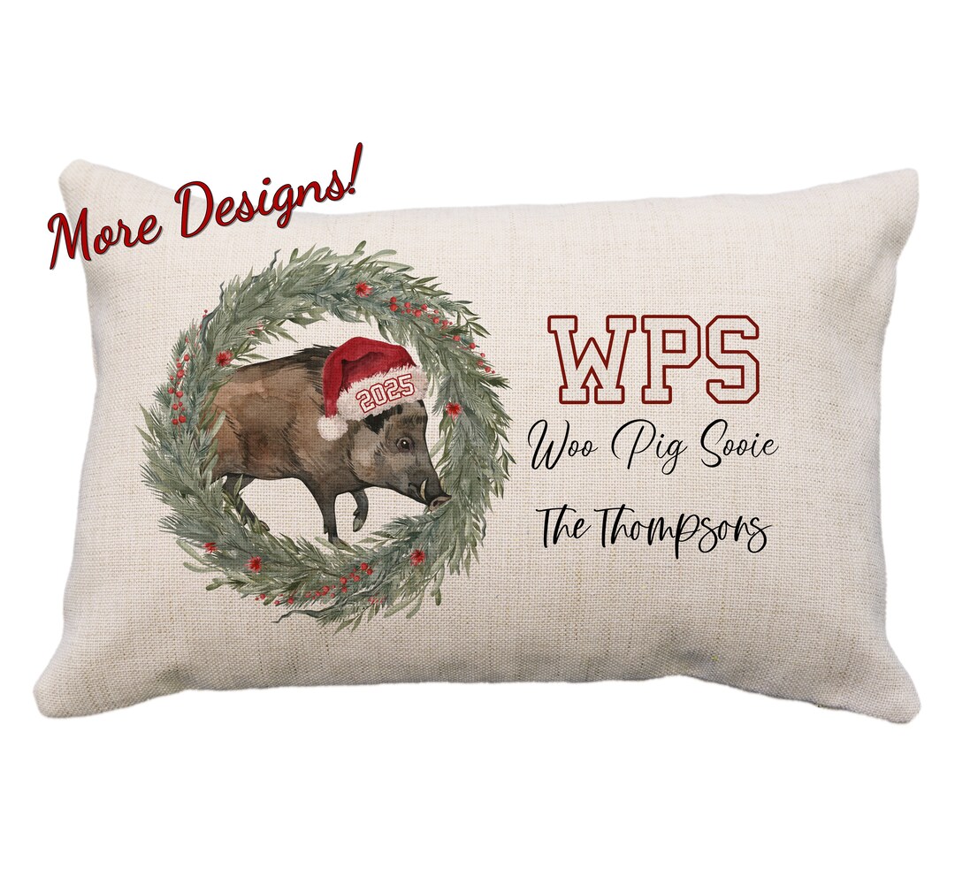 Santa Razorback Christmas Wreath Pillow or Cover 12x18 - Etsy