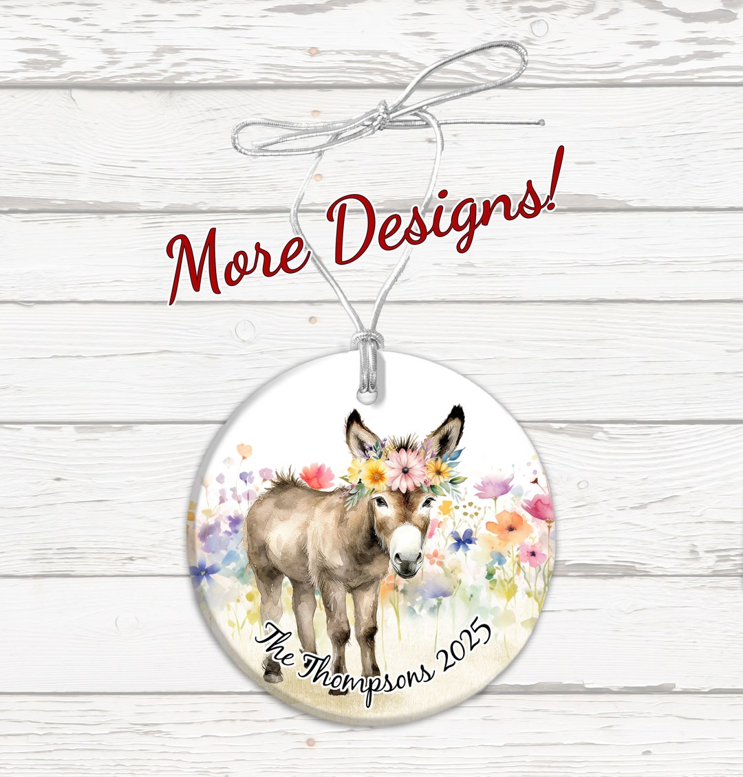 Donkey Ornaments, Multiple Designs! Personalized Donkey, Custom Donkey ...