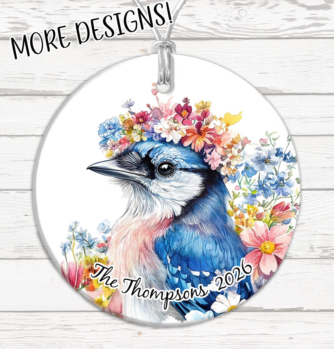 Blue Jay Ornament, Multiple Designs Blue Jay Gift, Personalized Blue ...
