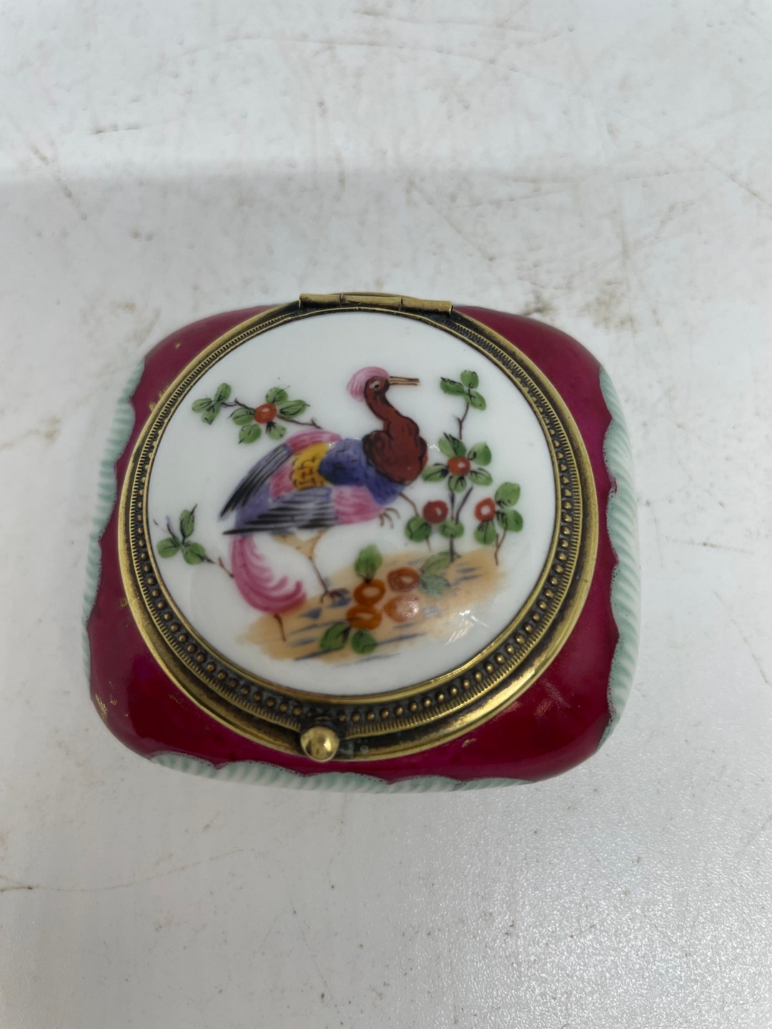 Hand Painted Small Porcelain Box With Mirror Inside - Etsy