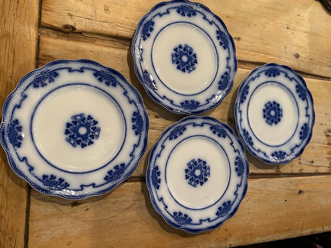 Set of Four Flow Blue Plates in Lorne Pattern by Grindley - Etsy