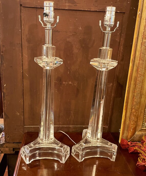 Pair of Acrylic Table Lamps | Etsy