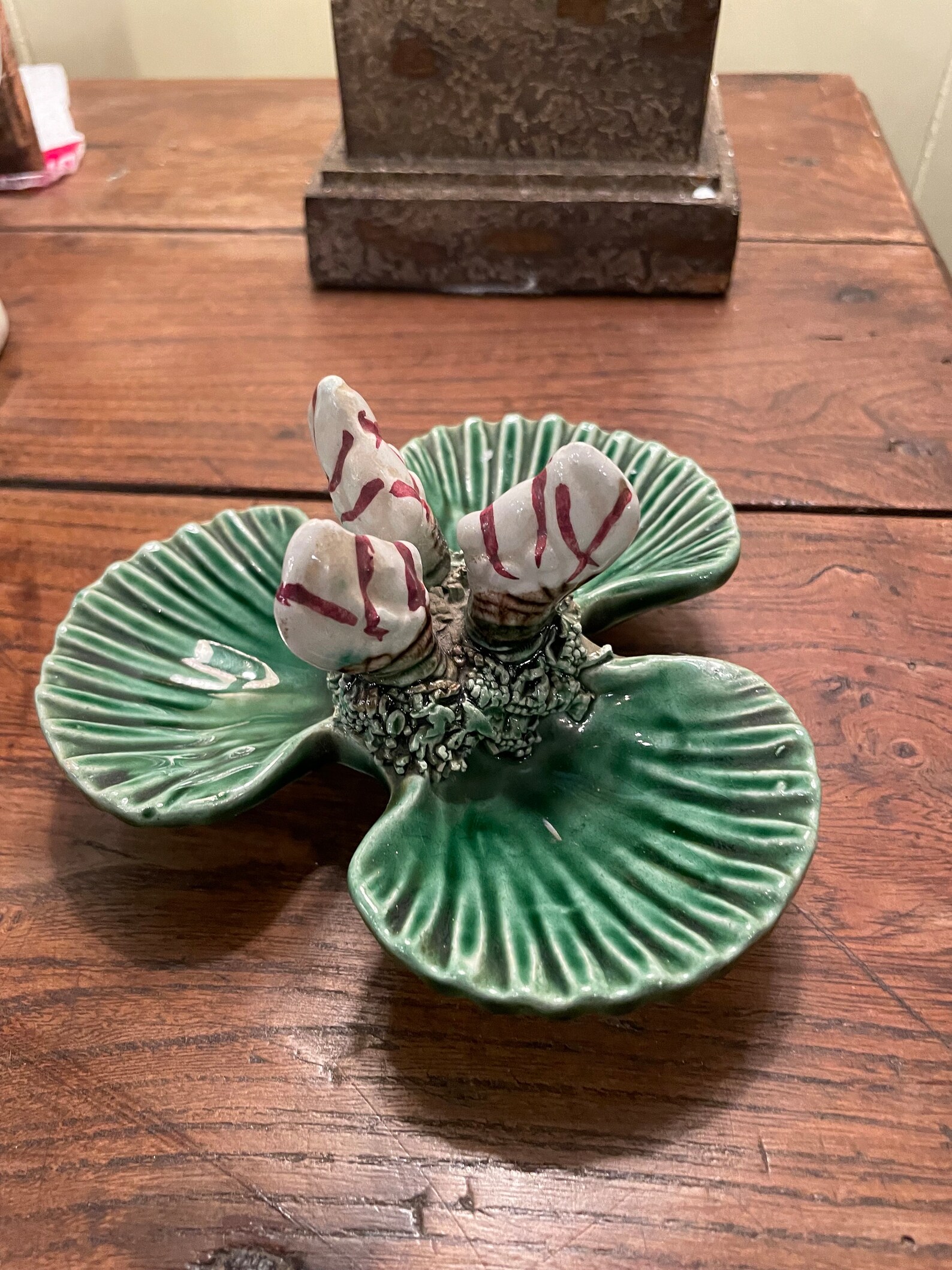 Palissy/majolica Salt Cellar With Three Wells - Etsy
