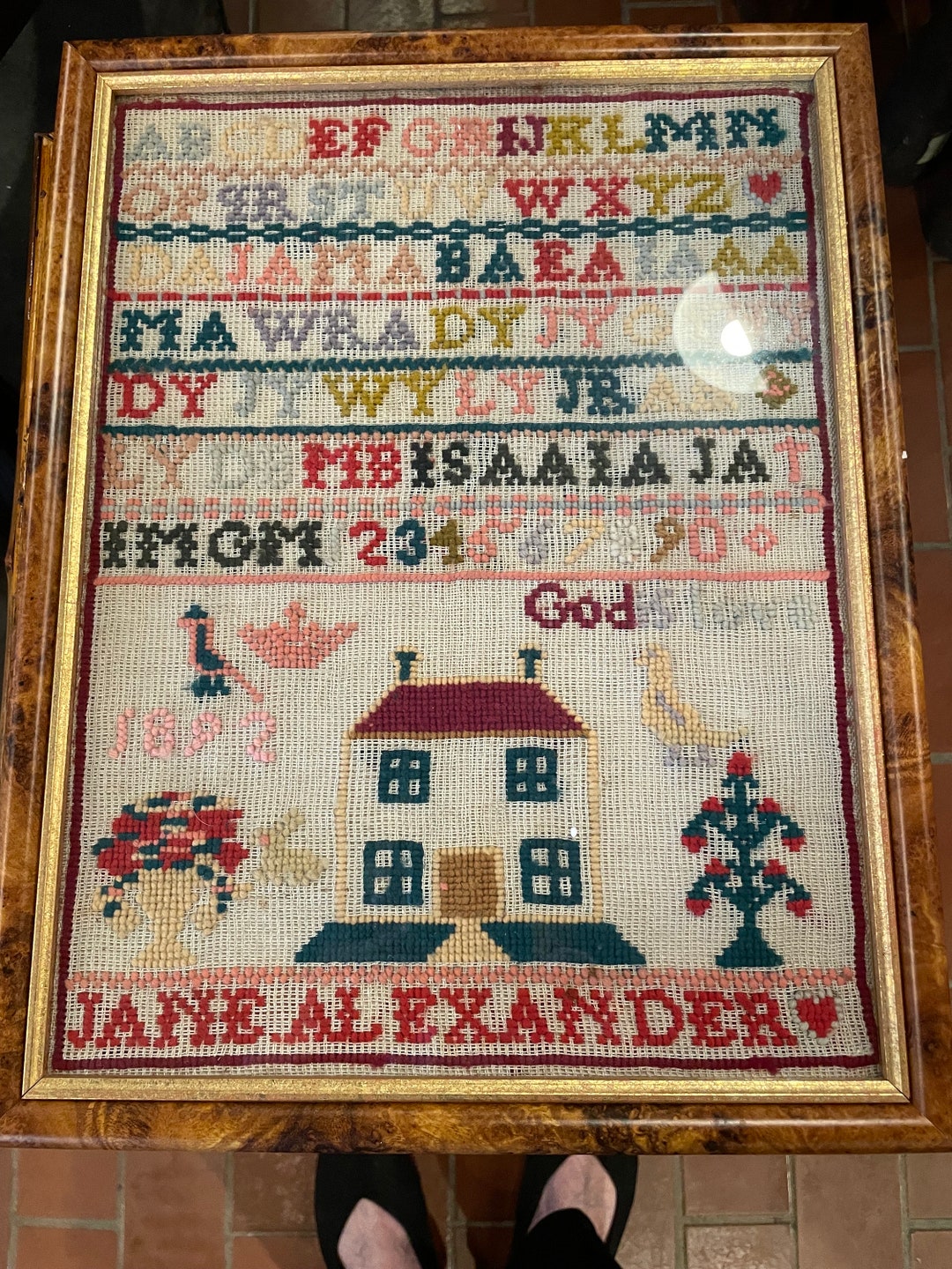 Antique Alphabet Sampler With Large House Dated 1892 - Etsy
