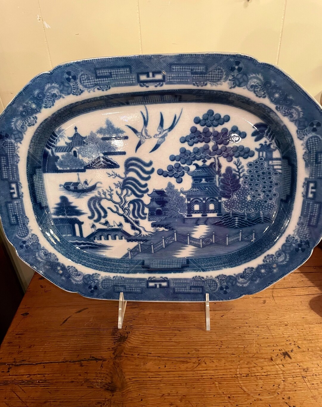 Blue Willow Pearlware Platter From England - Etsy