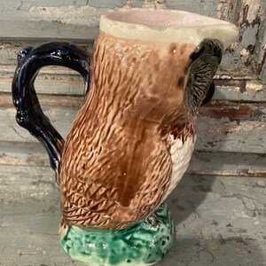 Antique Majolica Owl Jug in Browns and Green - Etsy