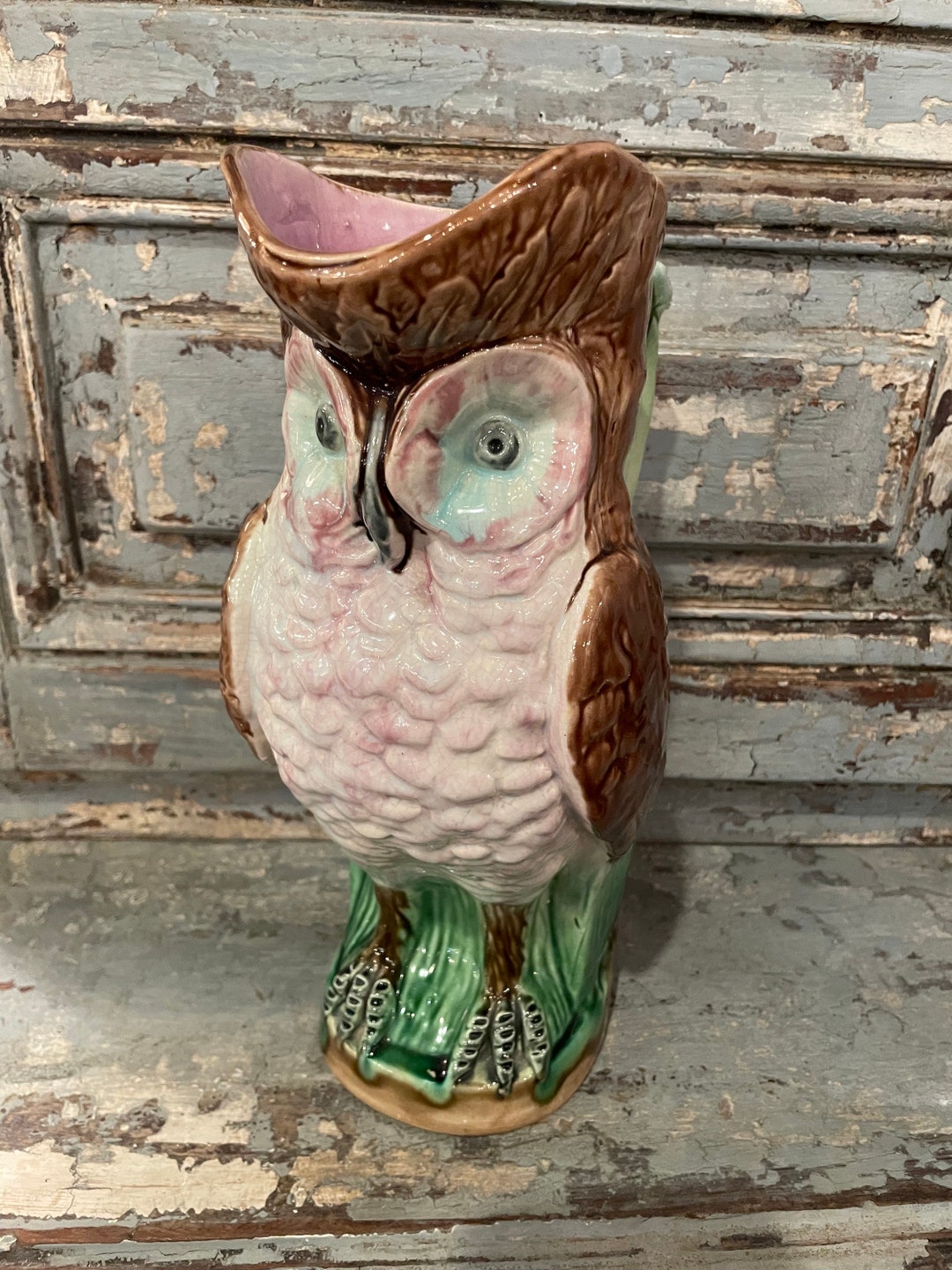 Antique Majolica Owl Jug in Large Size - Etsy