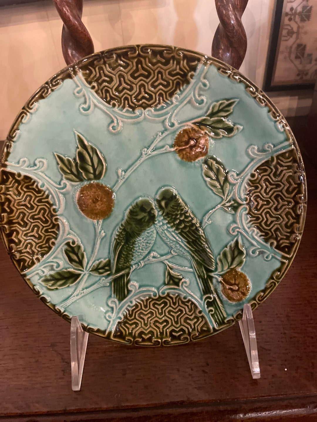 Majolica Budgie/parakeet Plate by Salins - Etsy
