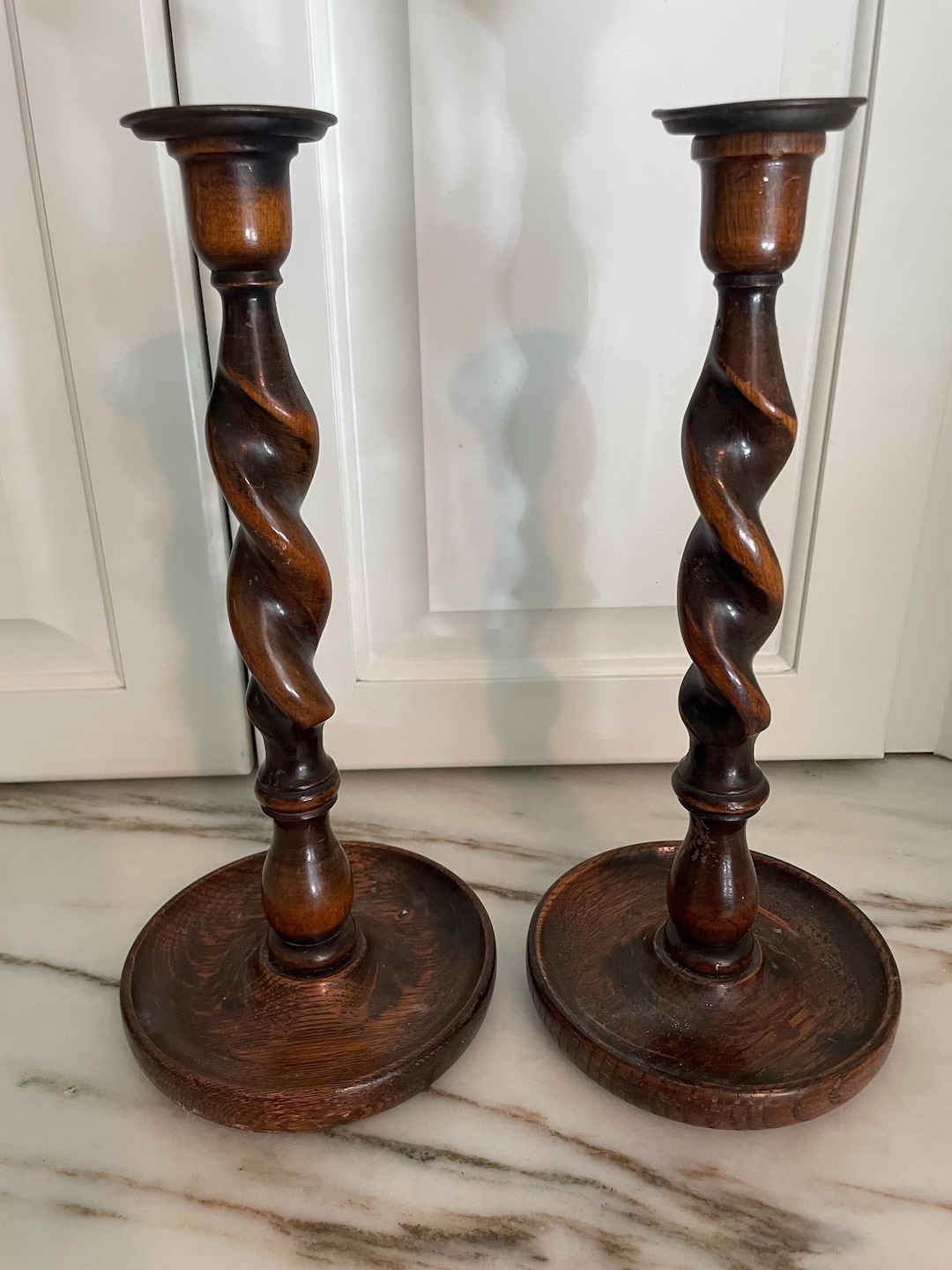 Reserved/ Vintage Barley Twist Candlesticks From England - Etsy