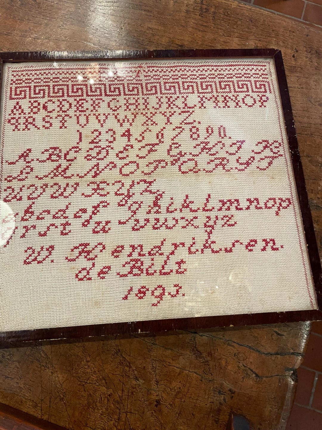 Antique Sampler Stitched in Classic Red - Etsy