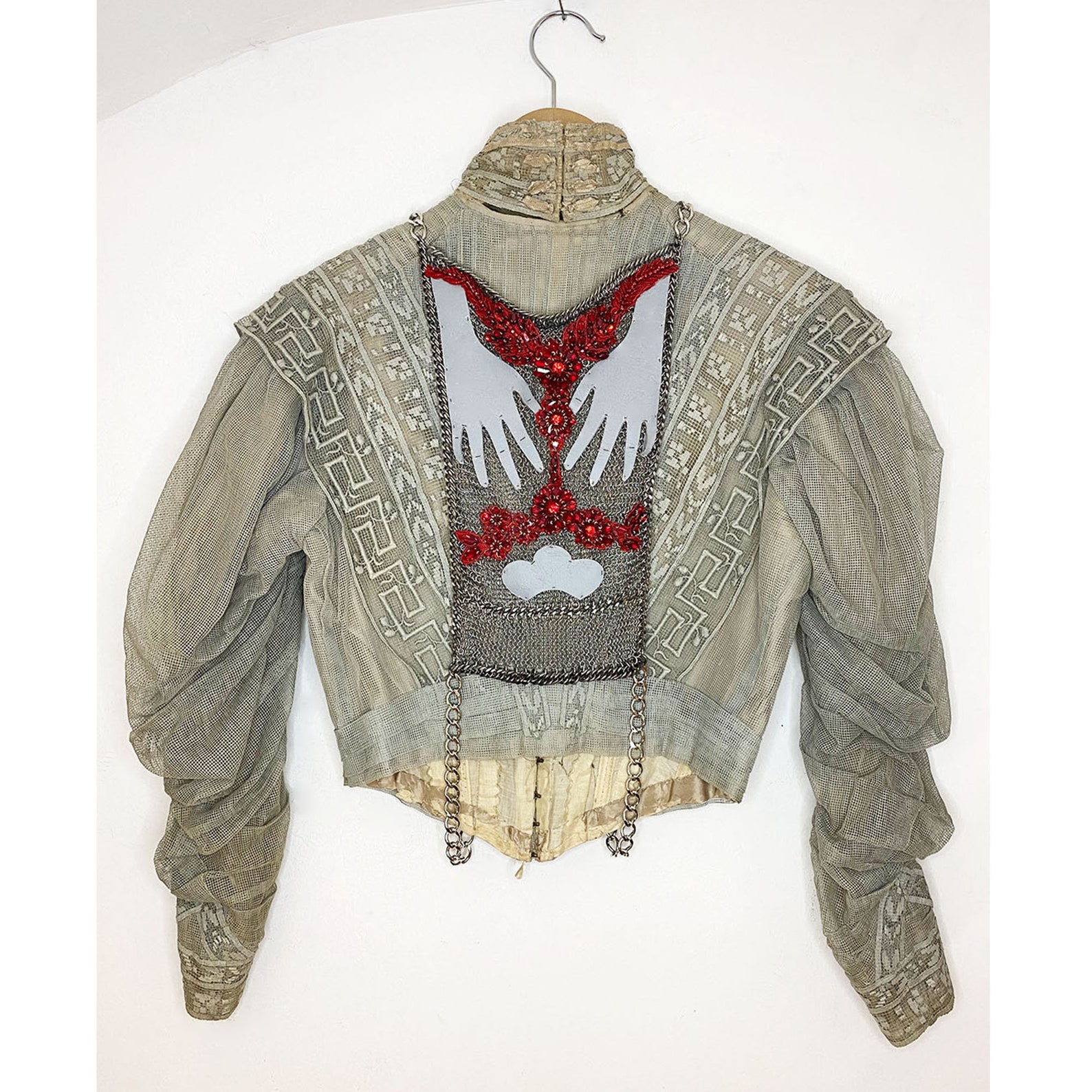 Falconiere Hand Maiden Corset Leather Crystal Chainmail Vest Made to ...