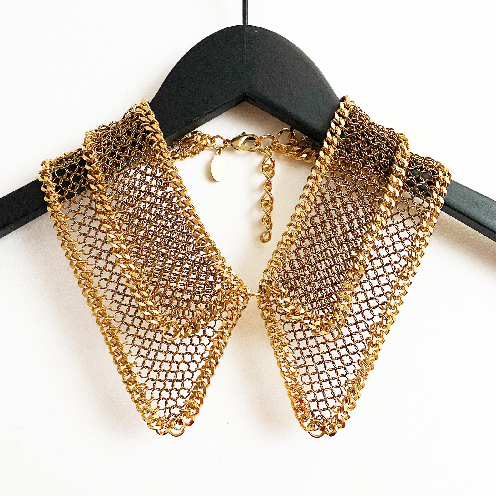 Falconiere Dagger Collar Layered Brass Chainmail Necklace - Etsy