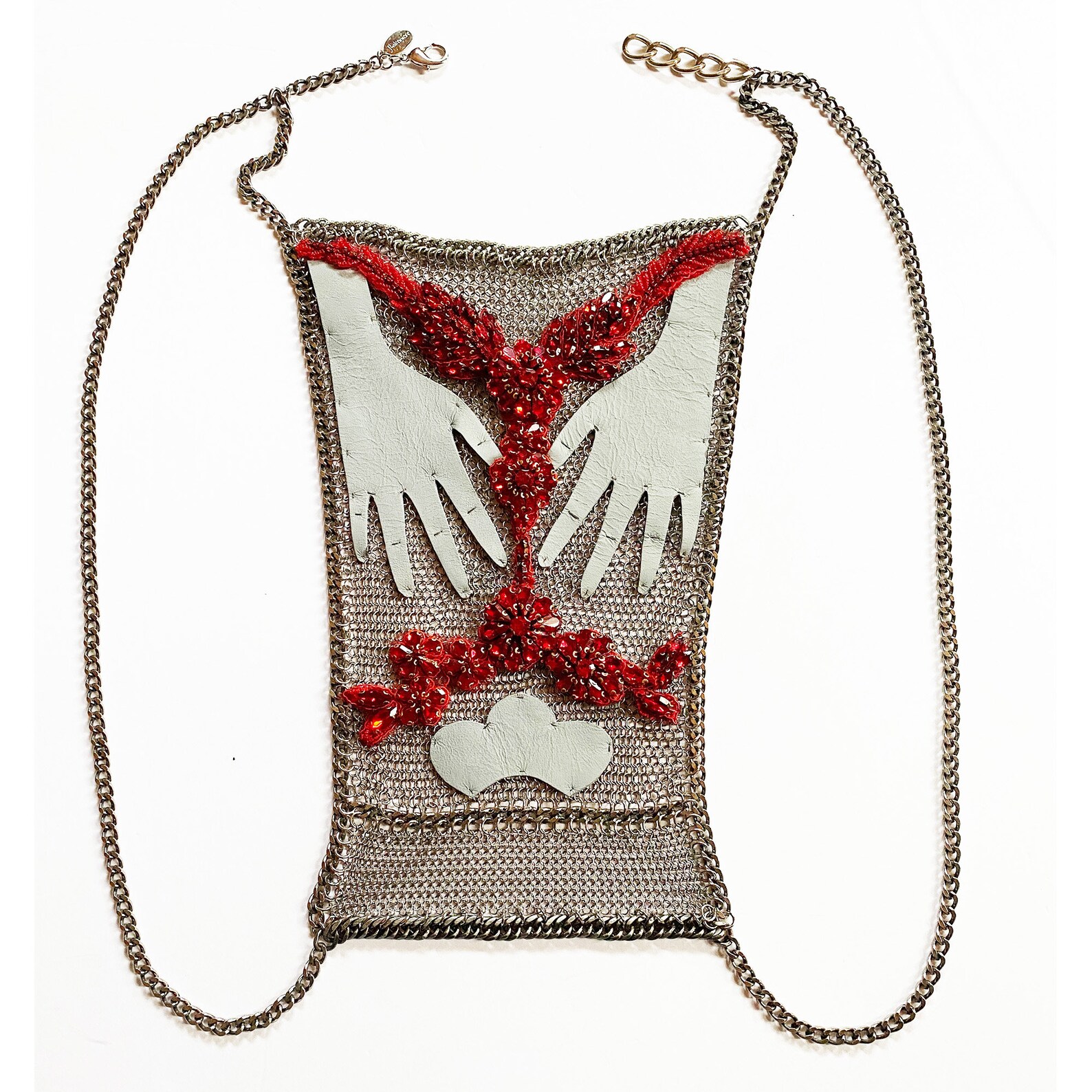 Falconiere Hand Maiden Corset Leather Crystal Chainmail Vest Made to ...