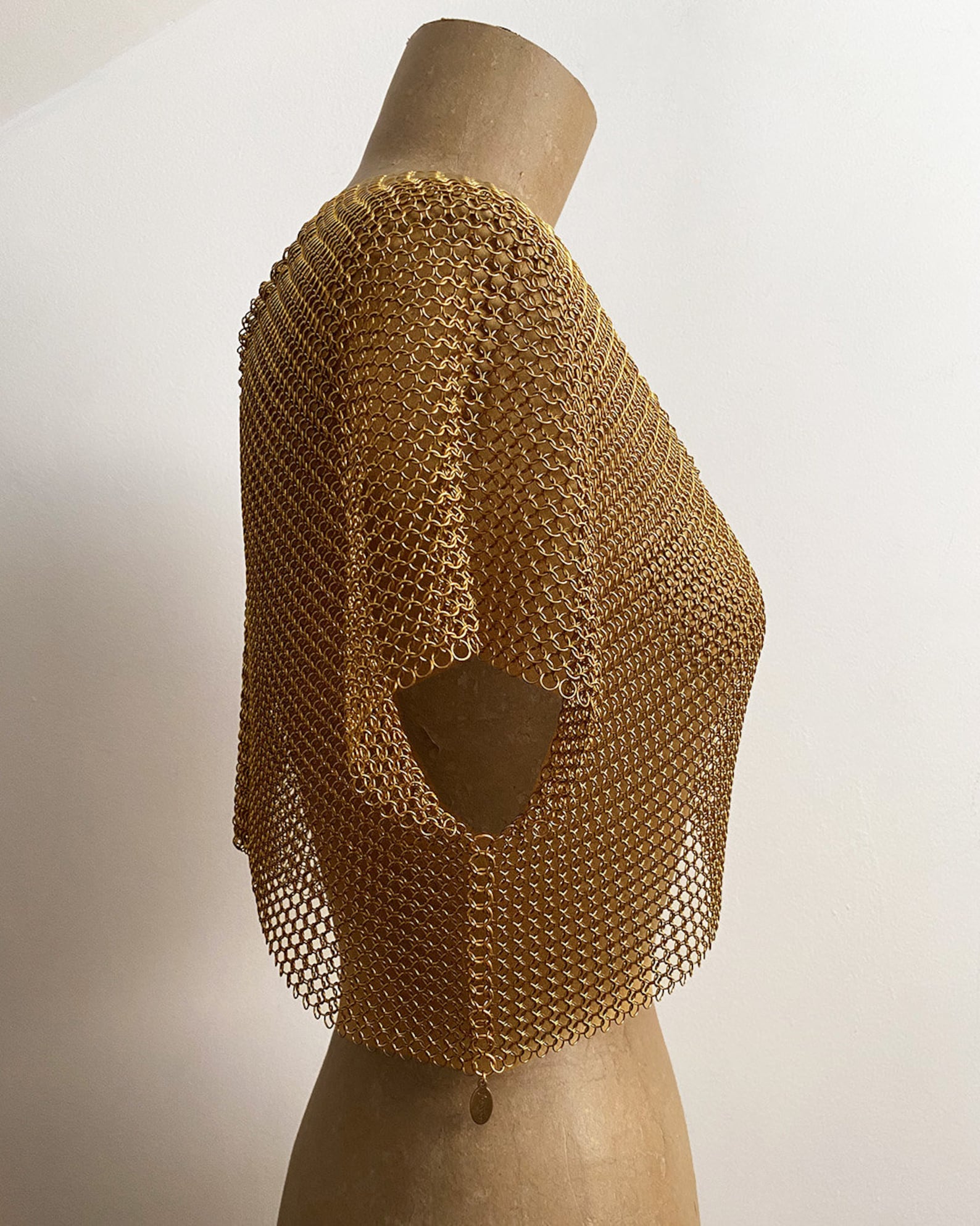 Falconiere Crop Tee Brass Chainmail V Neck Top Made to Order 3-6 Weeks ...