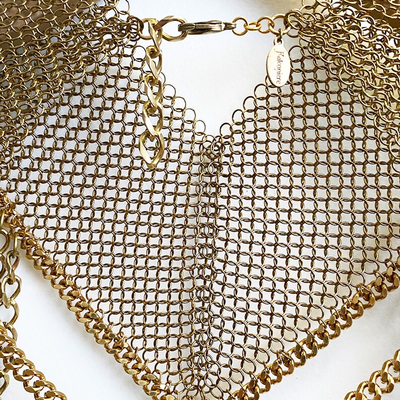Falconiere Brass Chainmail Mantle Collar With Chain Epaulettes - Etsy