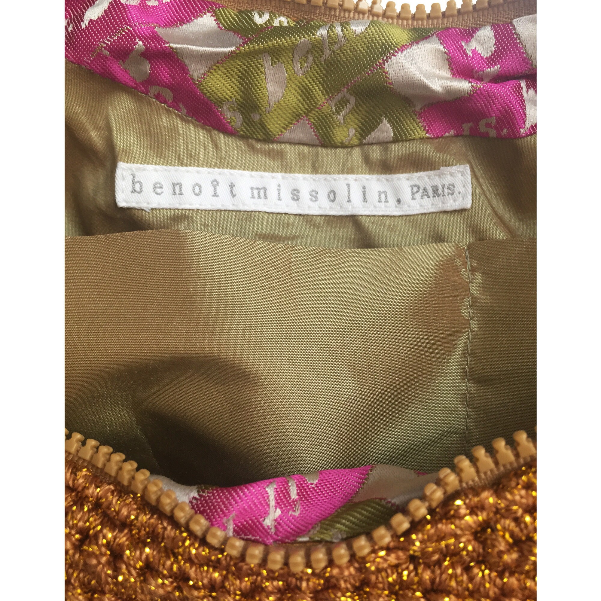 BENOIT MISSOLIN PARIS Metallic Macrame Bag Copper Fringe Hobo Bag Fiber ...